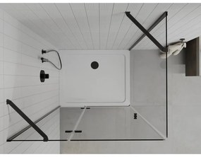 Mexen Roma sprchový kout s otočnými dveřmi 110 x 90 cm, Průhledné, Černá + sprchová vanička Flat, Bílá - 854-110-090-70-00-4010B