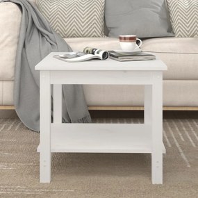Konferenční stolek bílý 50 x 50 x 45 cm masivní borové dřevo