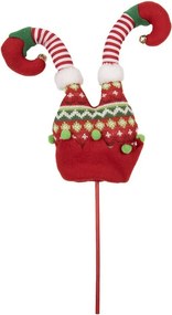 Červený vánoční zápich nohy skřítek Elf - 14*5*48 cm