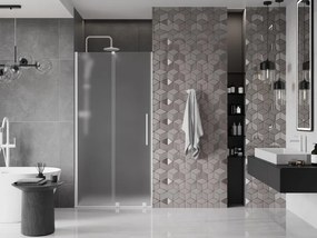 Mexen Velar, posuvné sprchové dveře do otvoru 90 cm, 8mm sklo námraza, bílá matná, 871-090-000-31-20