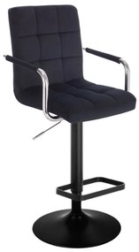 LuxuryForm DESIGN Barová židle VERONA VELUR na černé kulaté podstavě - černá