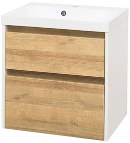 Mereo Mereo, Opto, koupelnová skříňka s umyvadlem z litého mramoru 61 cm, bílá, dub, bílá/dub, černá, CN930M