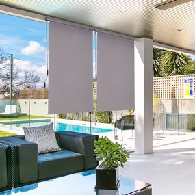 Outsunny vertikální markýza na balkón 120 x 200 cm, vertikální markýza, zástěna proti větru s ruční klikou v šedé barvě | Aosom.de