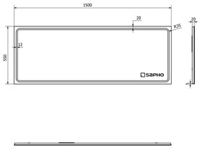 Sapho, GEMINI LED podsvícené zrcadlo 1500x550mm, GM150