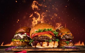 Vícedílný obraz Chutné Hamburgery Nedostatek Nedostatek Přírodní plátno 120x75