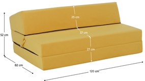 Kondela Skládací matrace/křeslo, 2v1, žlutá, VEDIS