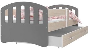 DOBRESNY Dětská postel HAPPY 160x80 BOROVICE-ŠEDÁ