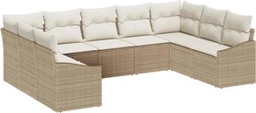 Set pohovek 9 ks Béžová polyratan 3346881
