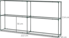 Stojan na rostliny Outsunny, květinový regál se 3 patry, stojan na rostliny, květinový stojan pro zahradu, balkon, ocel, tmavě zelený, 222 x 30 x 114…