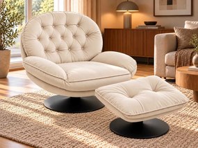 LuxuryForm DESIGN Otočné křeslo LUNA s podnožkou - krémové