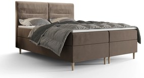 Manželská postel Boxspring 140 cm Saruta (hnědá) (s matrací a úložným prostorem). 1047356