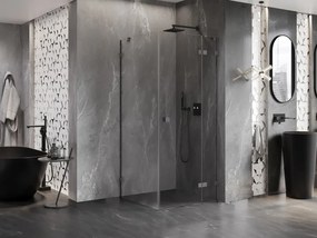 Mexen Lunar, výklopný sprchový kout pravý 70 x 70 cm, 8mm čiré sklo, profil grafit broušený, 834-070-070-66-00-P