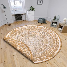 NORTHRUGS - Hanse Home koberce Kusový koberec Twin Supreme 105799 Ochre kruh – na ven i na doma - 200x200 (průměr) kruh cm