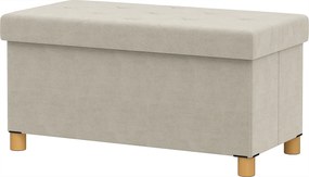 HOMCOM Skládací úložný taburet 67L, taburet s polstrovaným víkem a sametovým potahem, 76x38x38cm, krémově bílý