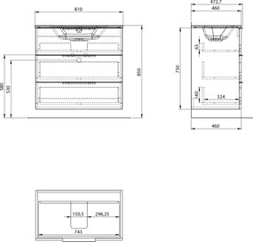 Sapho Cirasa koupelnová skříňka pod umyvadlo 79,8 x 75 x 46 cm bílá lesk CR831-3030