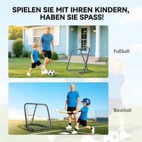 HOMCOM fotbalový odbíječ skládací odrazová branka odrazová stěna 5 stupňů pro baseball a basketbal, kovová černá 78x84x65-78cm | Aosom.de