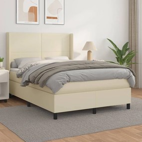 Box spring postel s matrací krémová 140x190 cm umělá kůže 3132377
