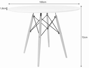 Bílý jídelní stůl OSLO 100x100
