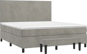 Box spring postel s matrací světle šedá 160x200 cm samet 3137731