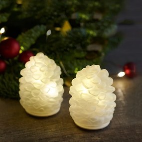 LED skleněná dekorace, šišky, sada 2 kusy, matné