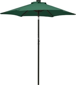 Zahradní slunečník s LED osvětlením zelený 200 x 211 cm hliník 313558