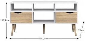 Kondela TV stolek / skříňka, dub sonoma/bílá, OSLO 75391