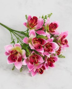 umělá květina, orchidej Cattleya, sada 10 ks, 33x10 cm, plast, růžová, Dekorino UK20260024