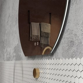 Mereo, Mereo Zrcadlo kulaté s rovnou hranou 800x740 mm, ambientní LED osvětlení a odmlžování, MER-CN185