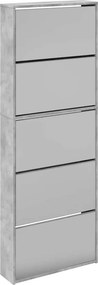 Botník se zrcadlem 5patrový betonově šedý 63 x 17 x 169,5 cm 3228281