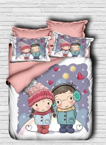 Oboustranné povlečení Couple 200x220 cm + 2 polštáře + prostěradlo vícebarevné