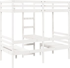 Rám patrové postele se stolem a židlemi bílý 90x200 cm borovice 3308554