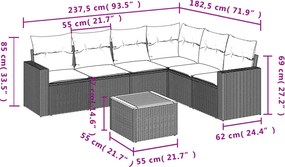 7dílná zahradní sedací souprava s poduškami černá polyratan 3224138