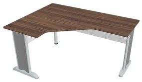 Stůl ergo lomený pravý 160×120/60 cm - Hobis Cross CEV 60 P Dekor stolové desky: ořech, Dekor lamino podnože: bílá, Barva nohou: Stříbrná