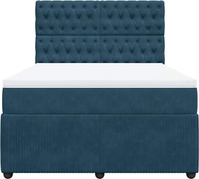 Box spring postel s matrací tmavě modrá 140x190 cm samet 3292344