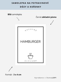 Samolepka na kořenky HAMBURGER bílá 3 × 4 cm základní písmo