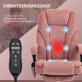 Kancelářská židle Vinsetto s vibrační masáží, ergonomická židle s funkcí houpání, vyhříváním, výškově nastavitelná točná židle s opěrkou na nohy, dál…