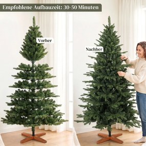 HOMCOM Umělý vánoční stromek, skládací dřevěný stojan, 1438 špiček, 180 cm, zelený