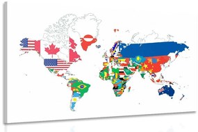 Obraz mapa světa s vlajkami s bílým pozadím Varianta: 60x40