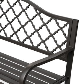 3-místná zahradní lavička Outsunny v rustikálně elegantním stylu pro zahradu nebo terasu, 128D x 60Š x 89V cm, epoxidový kov, litina, hnědá