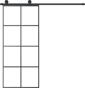 Posuvné dveře s kováním 90x205 cm ESG sklo a hliník 3152142