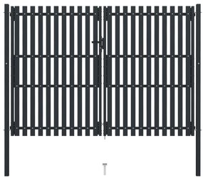 146355 vidaXL Dvoukřídlá plotová branka ocelová 306 x 250 cm antracitová