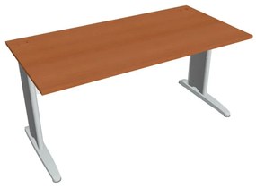 Stůl pracovní rovný 160 cm - Hobis Cross CS 1600 Dekor stolové desky: třešeň, Dekor lamino podnože: bílá, Barva nohou: Stříbrná