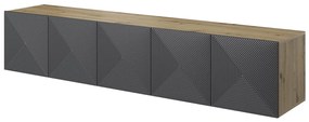 Závěsný TV stolek Asha 200 cm - dub artisan /rivier stone mat