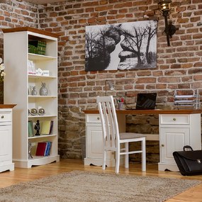 Massive home | Belluno Elegante bílý psací stůl z masivu s dubovou deskou