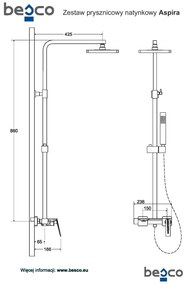 BESCO Nástěnný sprchový/vanový set ASPIRA chrom  - BABPANCH