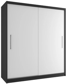 Šatní skříň 158 cm Belini černý mat / bílý mat s posuvnými dveřmi  SI SZP3/1/B/W/0/AL
