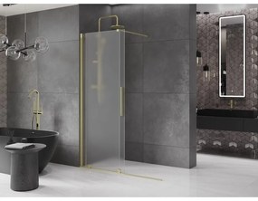 Mexen Velar, sprchová zástěna s posuvnými dveřmi Walk-in 130 x 200 cm, 8mm sklo námraza, zlatá matná, 871-130-000-33-55