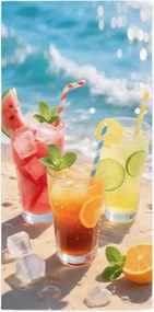 Rychleschnoucí XL plážová osuška COLD DRINKS barevná 100 x 180 cm, 100% mikrovlákno