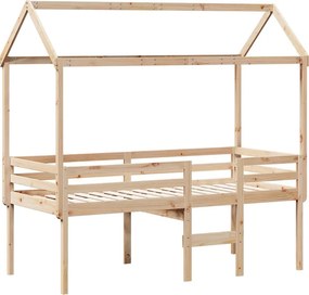 Patrová postel se střechou 90 x 200 cm masivní borové dřevo 3282132