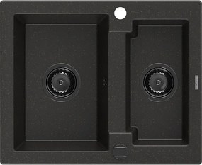 Mexen Carlos, granitový doez 582x475x177 mm, 1,5-komorový, eerná-zlatá metalíza s eerným sifonem, 6518581500-75-B